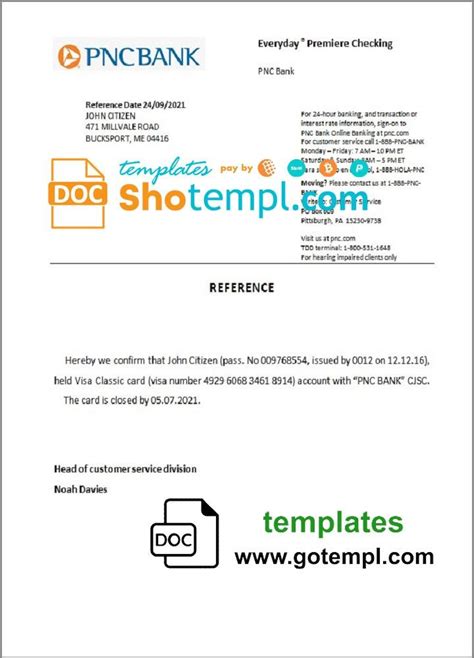 USA PNC Bank Bank Account Closure Reference Letter Fake Template In Word And PDF Format