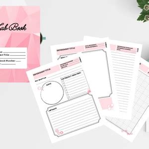 Laboratory Notebook Template Pink Geometric Lab Journal PDF Experiment Data Book Etsy
