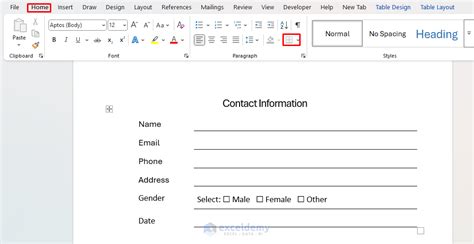 How To Create A Fillable Form In Microsoft Word Without Developer Mode