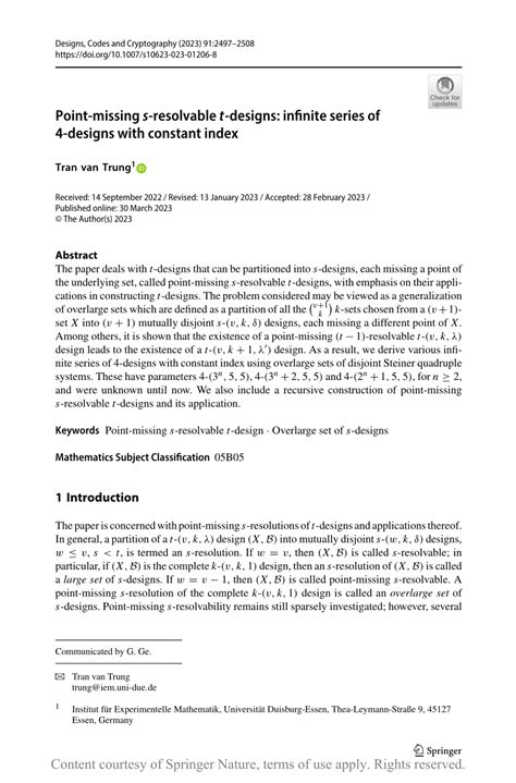 pdf point missing s resolvable t designs infinite series of 4