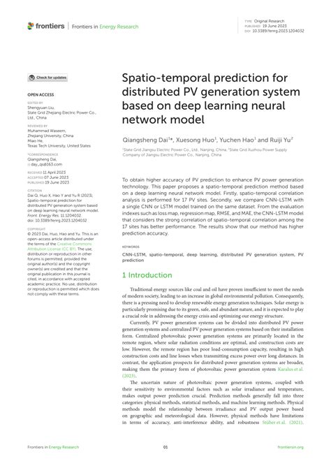 Pdf Spatio Temporal Prediction For Distributed Pv Generation System