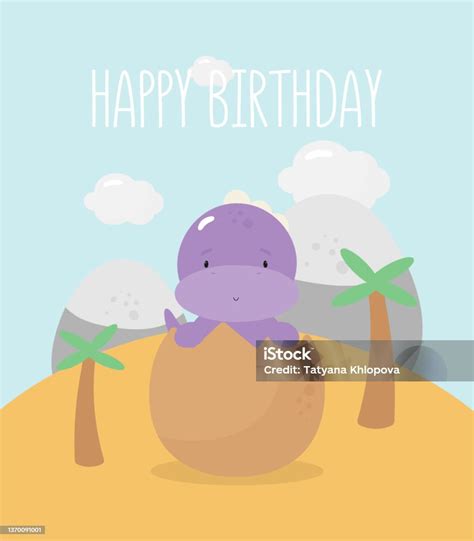 생일 파티 인사말 카드 파티 초대장 귀여운 공룡과 아이 일러스트 만화 스타일의 벡터 일러스트레이션 0명에 대한 스톡 벡터 아트
