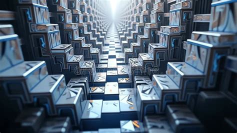 a surreal journey through a futuristic data landscape of interconnected