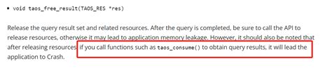 using c tdengine driver to consume data failed stack overflow