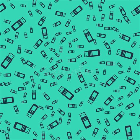 Black Usb Flash Drive Icon Isolated Seamless Pattern On Green