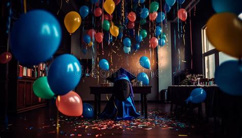 Men And Women Enjoy A Vibrant Illuminated Birthday Party Celebration Generated By Ai Stock