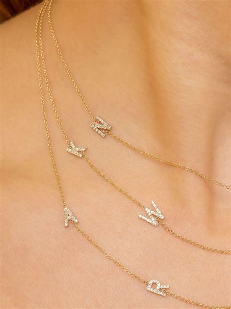 The Diamond Initial Necklace 14k 3 Letters Lemel