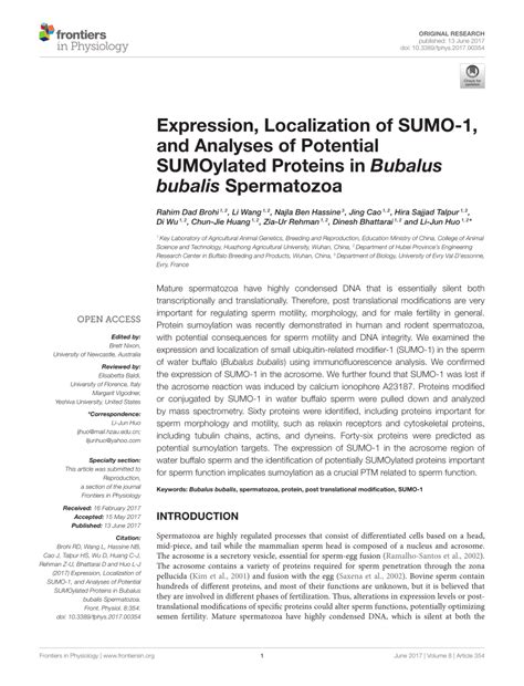 Pdf A Section Of The Journal Frontiers In Physiology Expression