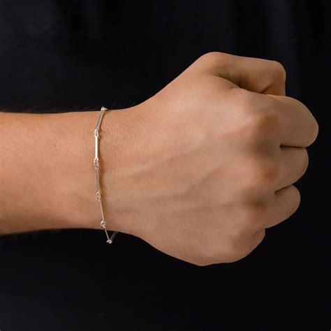 Pulseira Masculina De Prata 925 Palito Liso CODE Brincos Masculinos