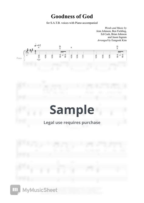 베델뮤직 주님의 선하심 4부 합창 Sheet Music By 김은국