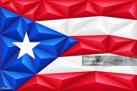 푸에르토리코 국기의 화려한 파란색 빨간색과 흰색 줄무늬의 형태로 추상적 인 다각형 배경 푸에르토리코의 다각형 플래그 0명에 대한 스톡 벡터 아트 및 기타 이미지 Istock