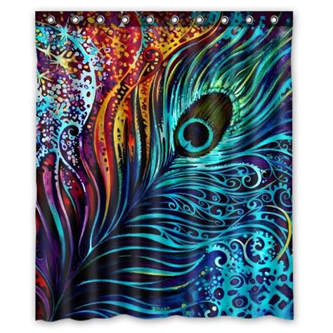 Gckg Colorful Peacock Design Waterproof Polyester Shower Curtain