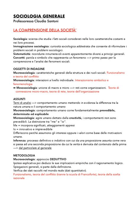 Appunti Di Sociologia Generale Docsity