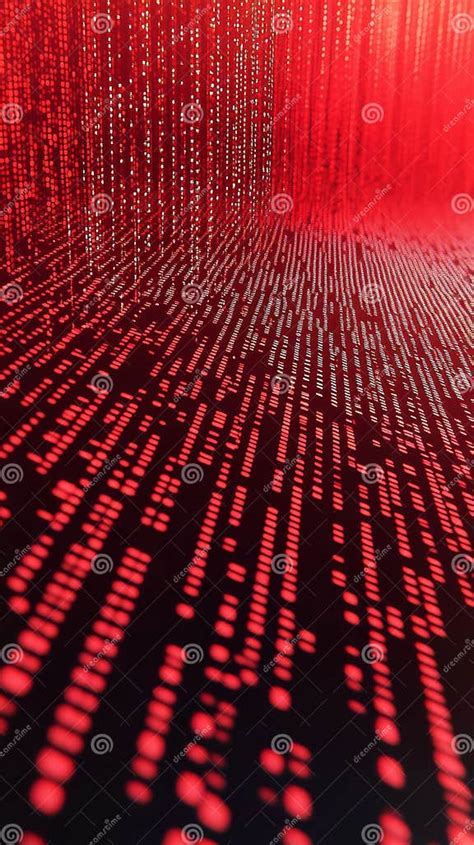 Red Binary Digital Field With Perspective Flow Stock Image Image Of