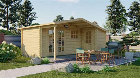 Chalet en bois avec pièce supplémentaire