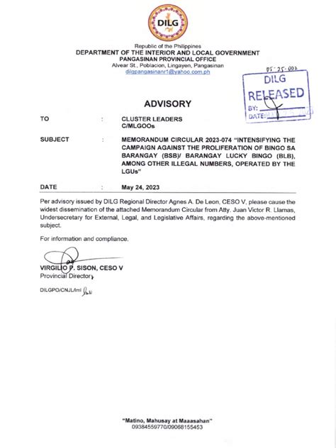 Memorandum Circular 2023 074 Intensifying The Campaign Against The