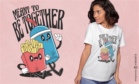 Milkshake And Fries Cartoon T Shirt Design Vector Download