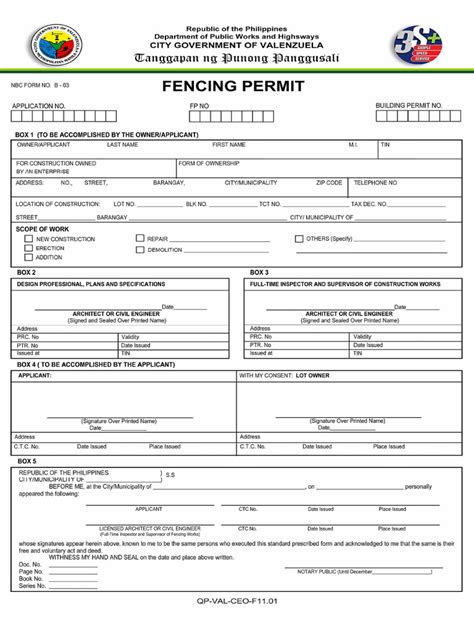 Fencing Permit Form Pdf