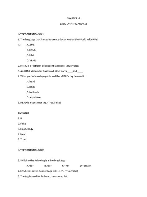 Chapter 3 Basic Of Htm L And Css Pdf Computers