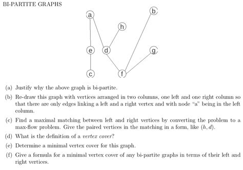 Solved Bi Partite Graphs B H G F A Justify Why The