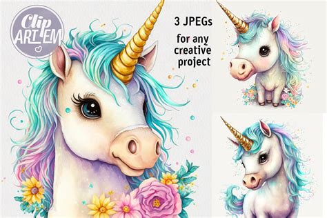 Girl Unicorn Floral Wall Art 3 Bundle Graphic By Clipartem