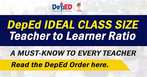 Deped Ideal Class Size Teacher To Learner Ratio Kg G1 G4 G5 G10