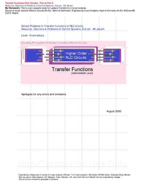 Pdf Transfer Functions Of Rlc Circuits Solved Example Problems