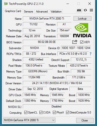 Nvidia Geforce Rtx 2080 Ti Founders Edition 11 Gb Review Overclocking
