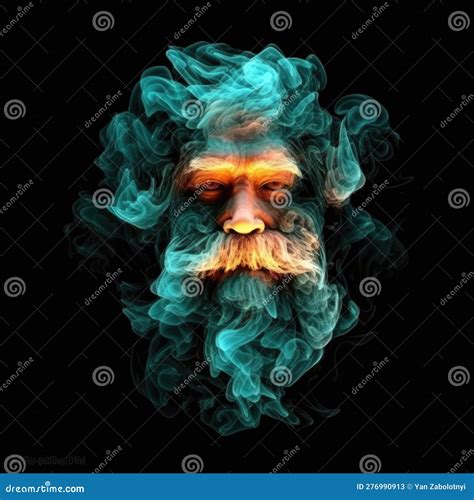 Dwarf Face Shape In Fire On Black Background Generative Ai Stock Image