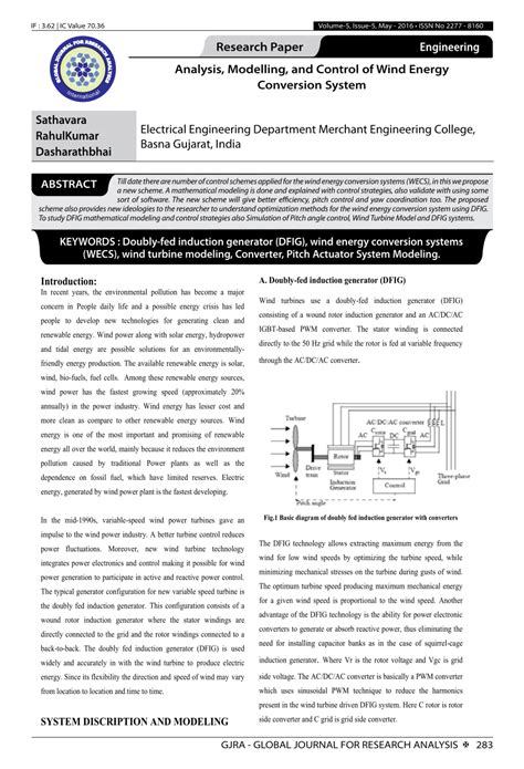 PDF Analysis Modelling And Control Of Wind Energy Conversion System