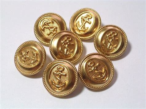22mm Anchor Buttons Vintage Gold Colored Metal By Buttonfinder