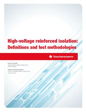High Voltage Reinforced Isolation Definitions And Test Methodologies Electronic Products