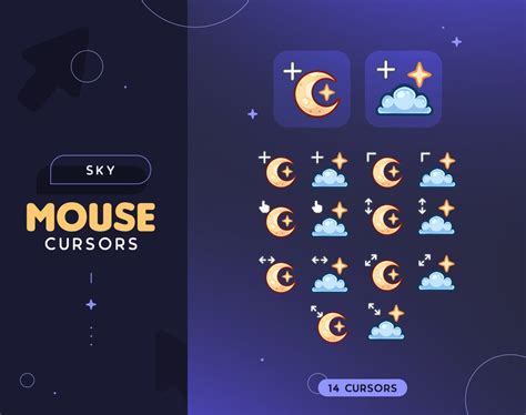 Moon And Clouds Mouse Cursors 14 Cute Cloudy Starry Sky Custom Mouse