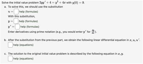 Solved Solve The Initial Value Problem 2yy 4 Y2 4x With Chegg