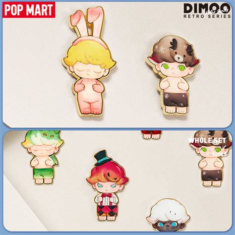 Pop Mart Dimoo Retro Series Badge Blind Box Popmart Pin Mystery Box