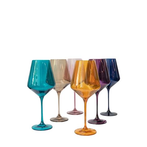 Estelle Fall Colored Stemmed Wine Glass Set Of 6 Stmmd Fall Mix S6