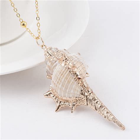 Women Shell Beach Sea Pendant Choker Gold Chain Lo Grandado