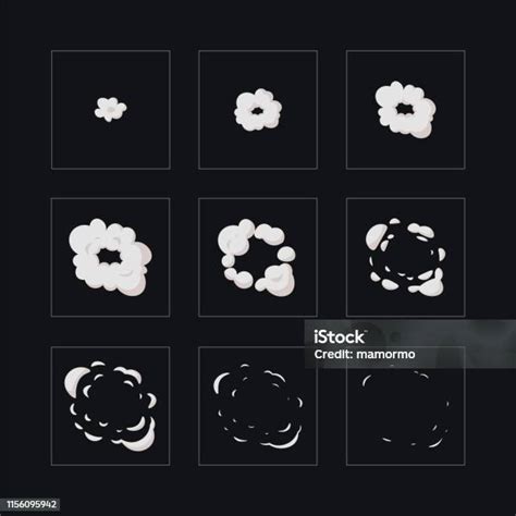 연기 폭발 애니메이션입니다 연기 애니메이션 게임 만화 또는 애니메이션용 스프라이트 시트 개념에 대한 스톡 벡터 아트 및 기타 이미지 Istock