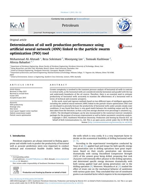 Pdf Determination Of Oil Well Production Performance Using Artificial