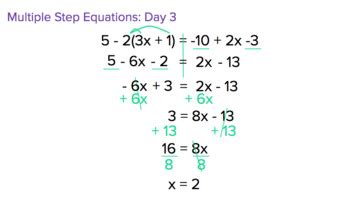 Algebra Solving Multiple Step Equations Day Lesson Google Slides