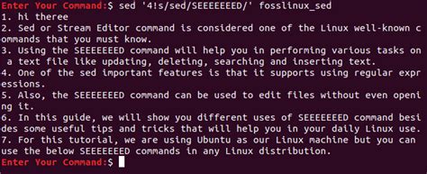 Sed Command Usage In Linux With Examples Foss Linux