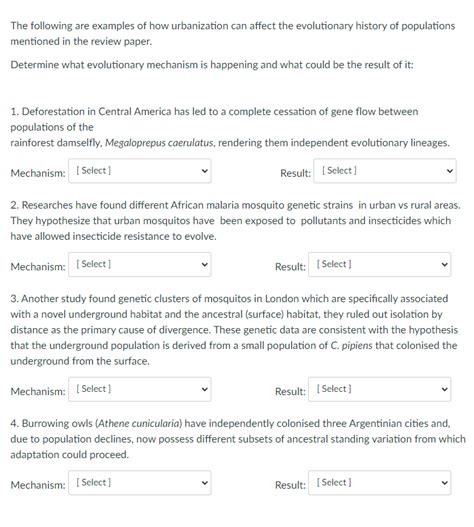 Solved The Following Are Examples Of How Urbanization Can