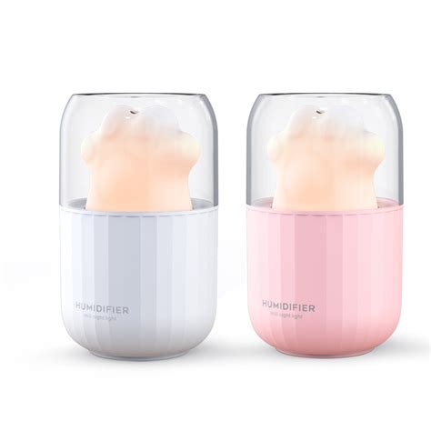 Car Diffuser 300ml Led Light Mini Cute Cat Paw Air Humidifier Home