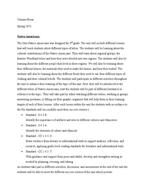 Unit Rationale Pdf Native Americans In The United States Essays