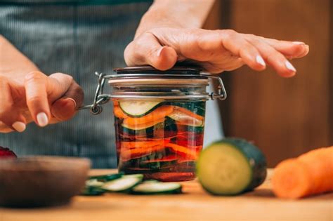 Premium Photo Vegetable Fermentation Woman Holding Jar With Fermented