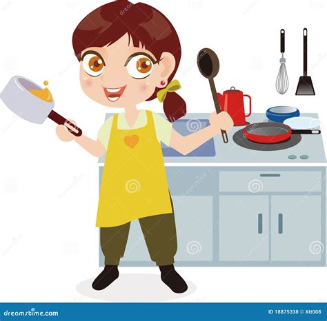 A Menina Na Cozinha Ilustração Do Vetor Ilustração De Delicacy 18875338