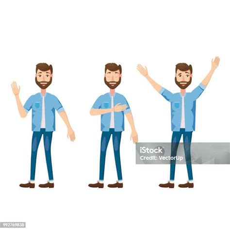 Seperangkat Emosi Wajah Pria Karakter Emoji Pria Berjenggot Dengan