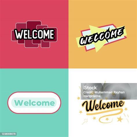 환영 텍스트 웰컴캘리그래픽 간단한 로고배너 포스터 및 스티커 개념에 대한 레터링 벡터 일러스트레이션 기포에 대한 스톡 벡터 아트