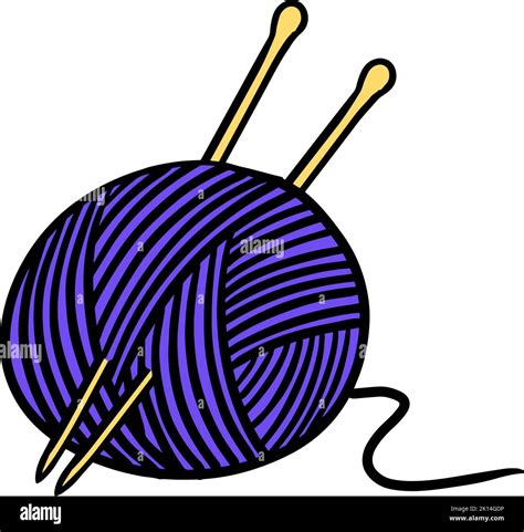 Color Yarn And Needles Hand Drawn Stock Vector Image And Art Alamy