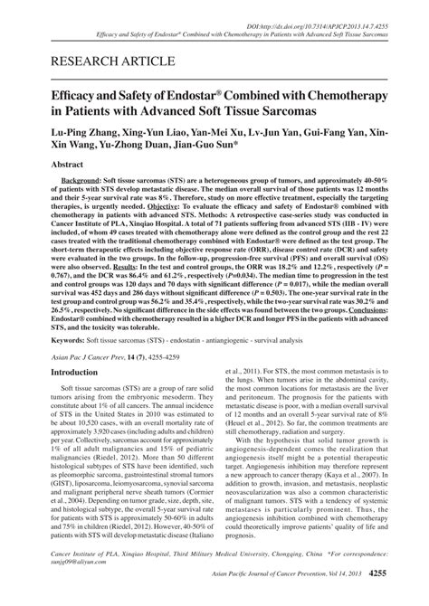 Pdf Efficacy And Safety Of Endostar R Combined With Chemotherapy In Patients With Advanced